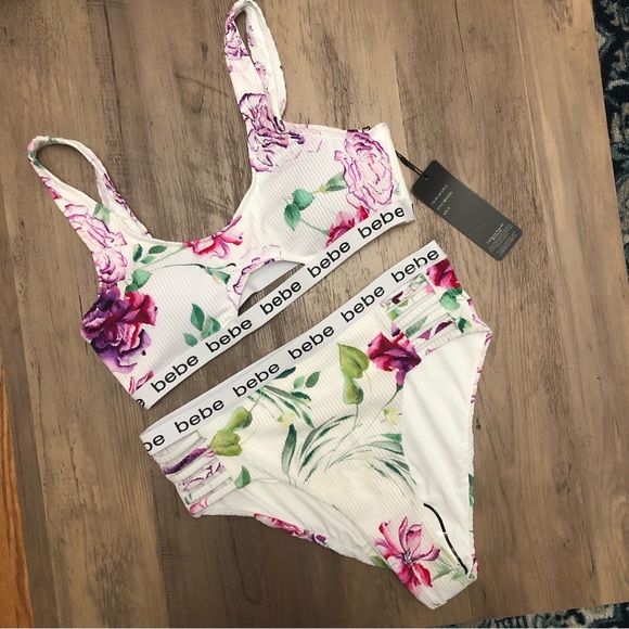 bebe | Swim | Bebe Ribbed Bikini Set | Poshmark